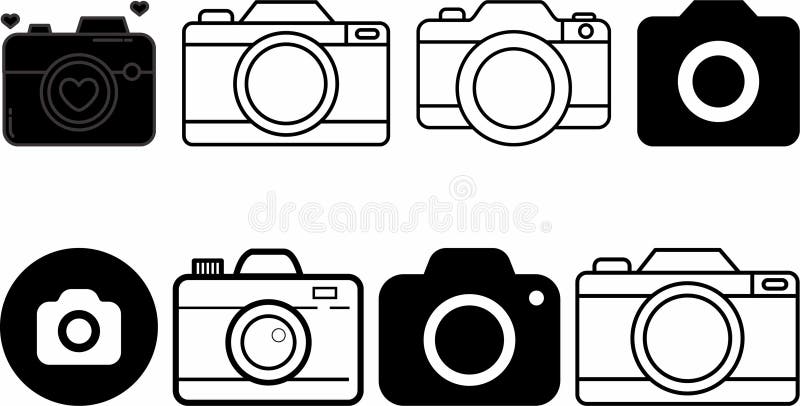 Camera Icons Set Collection Stock Vector - Illustration of shutter ...