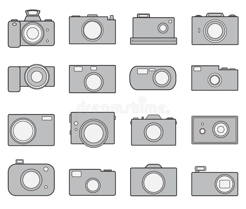 Camera icons set stock illustration. Illustration of device - 74820001