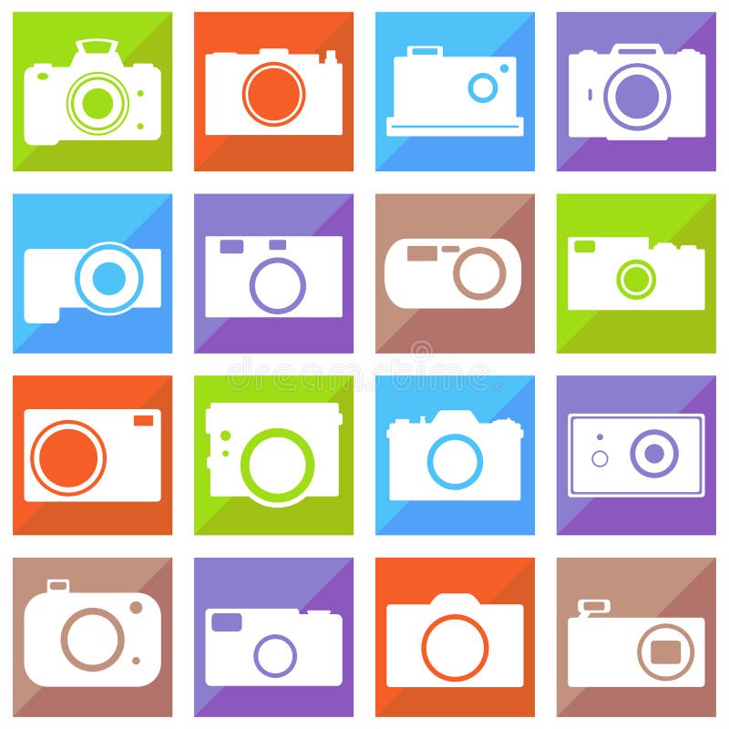 Camera icons set stock illustration. Illustration of electronics - 74820025