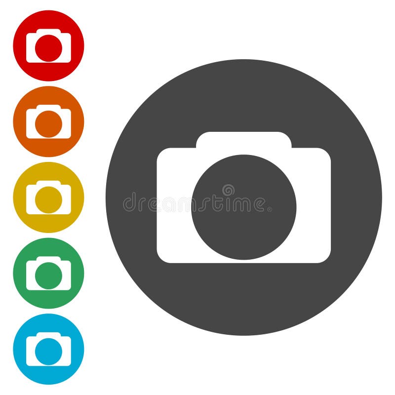 Camera icons set stock vector. Illustration of dslr - 132143574