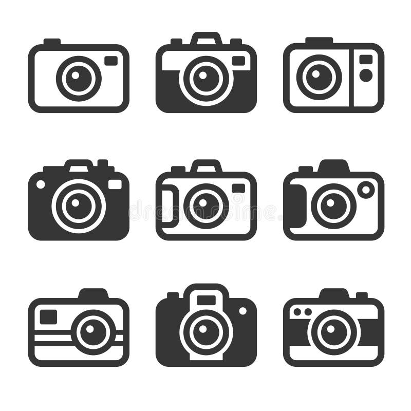 Camera Icons Set on White Background. Vector Stock Vector ...