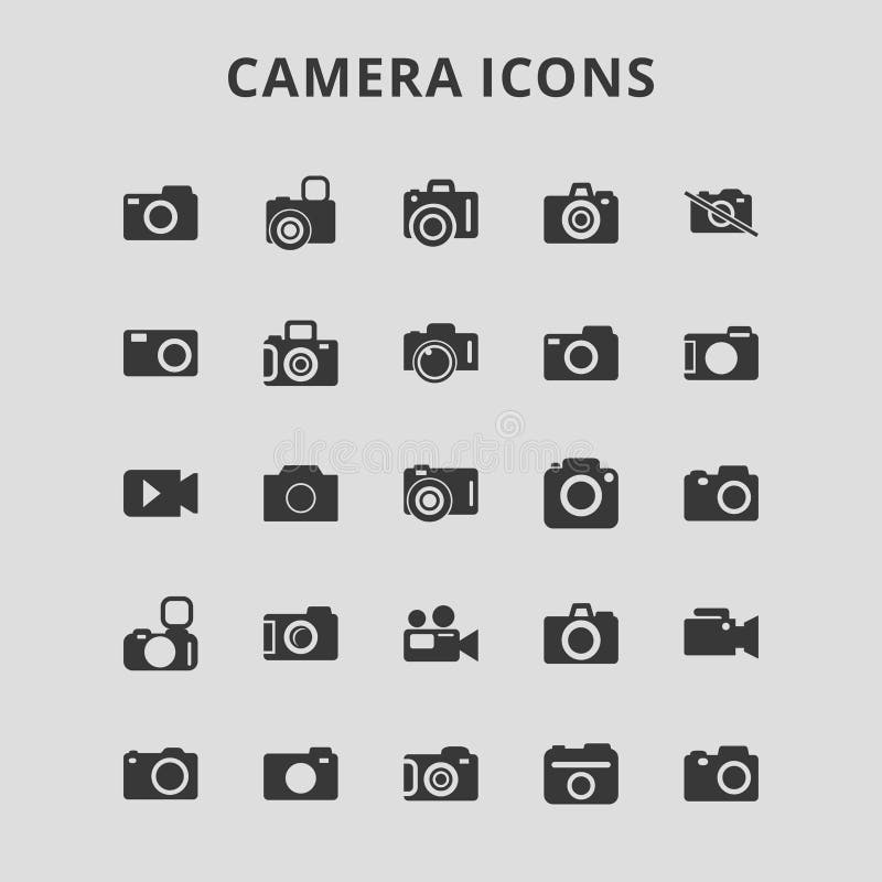 Camera Icons Black stock vector. Illustration of format - 53824355