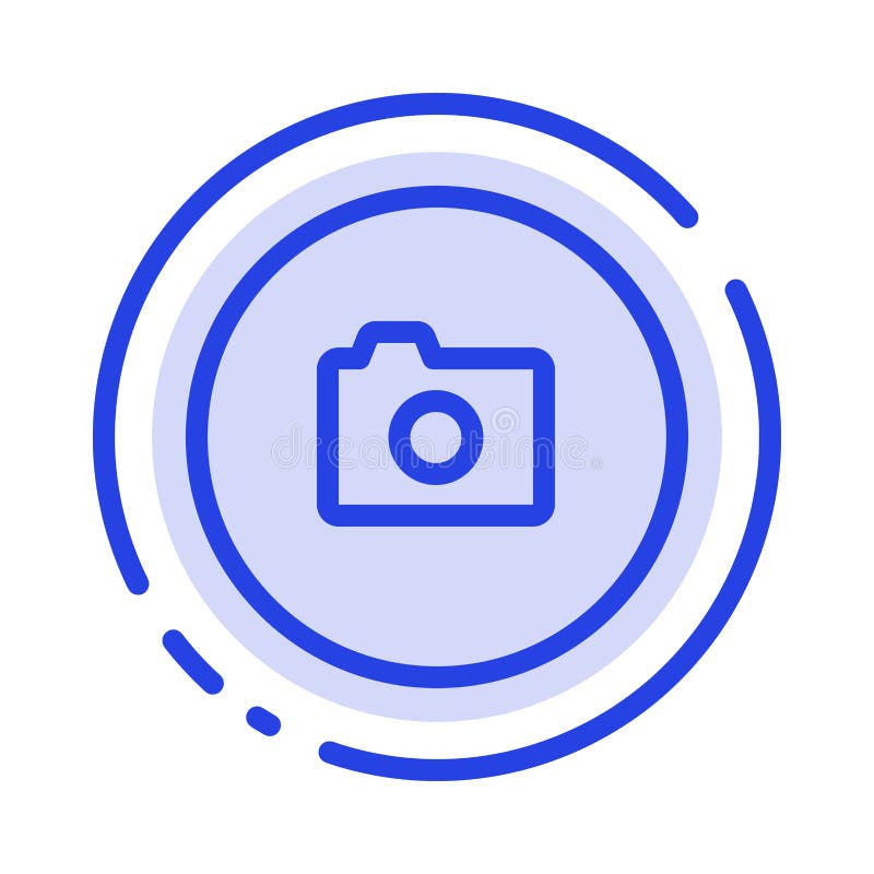 Camera, Image, Basic, Ui Blue Dotted Line Line Icon Stock Vector ...