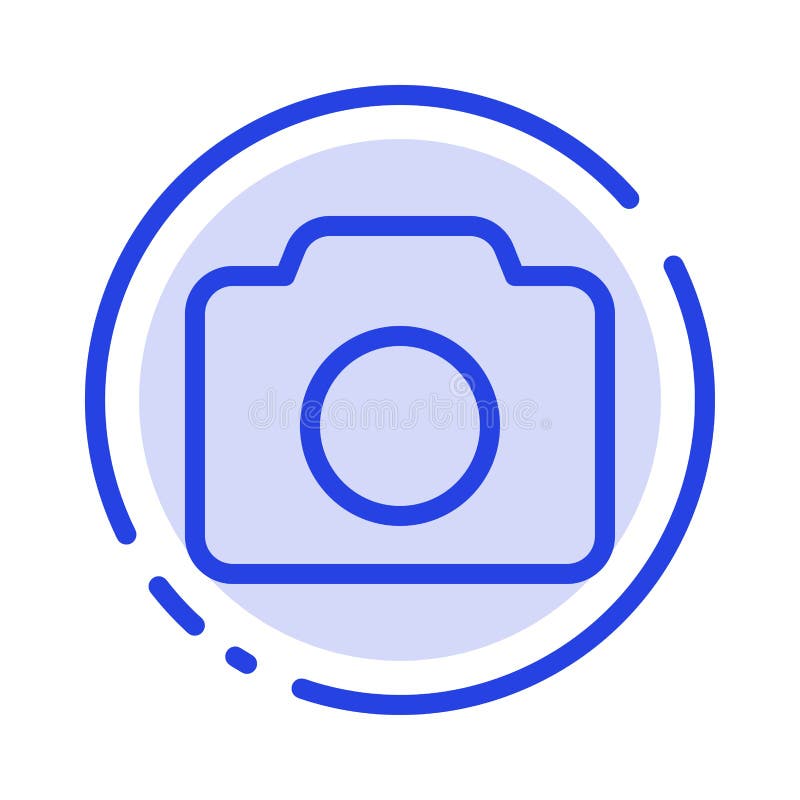 Camera, Image, Basic, Ui Blue Dotted Line Line Icon Stock Vector ...
