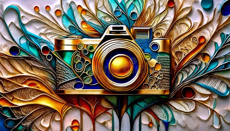 An Camera Image Produced on Embossed Pewter Material with Colour Ink ...