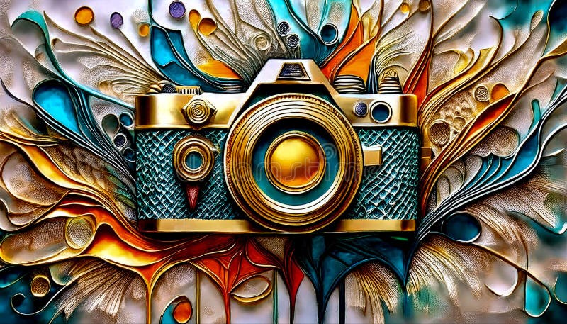 An Camera Image Produced on Embossed Pewter Material with Colour Ink ...