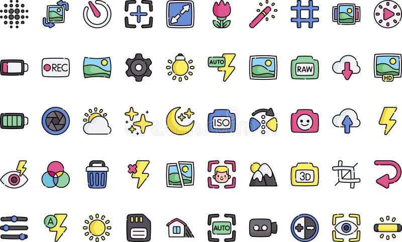 Camera Interface Icons High-Quality Vector Icons Collection with ...