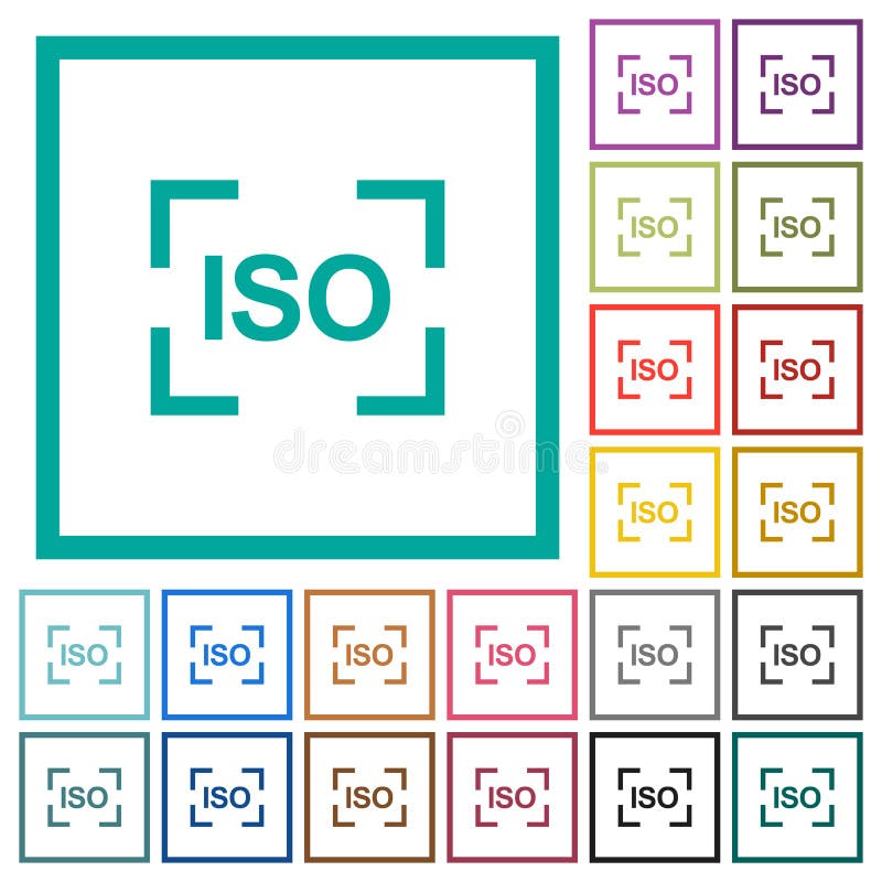 Camera Iso Speed Setting Flat Color Icons with Quadrant Frames Stock ...