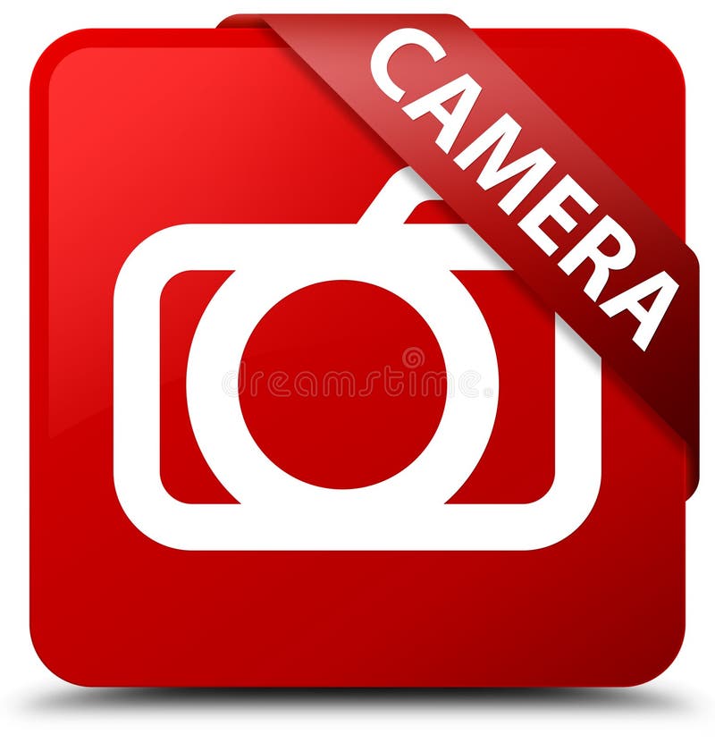 Camera Red Square Button Red Ribbon in Corner Stock Illustration ...
