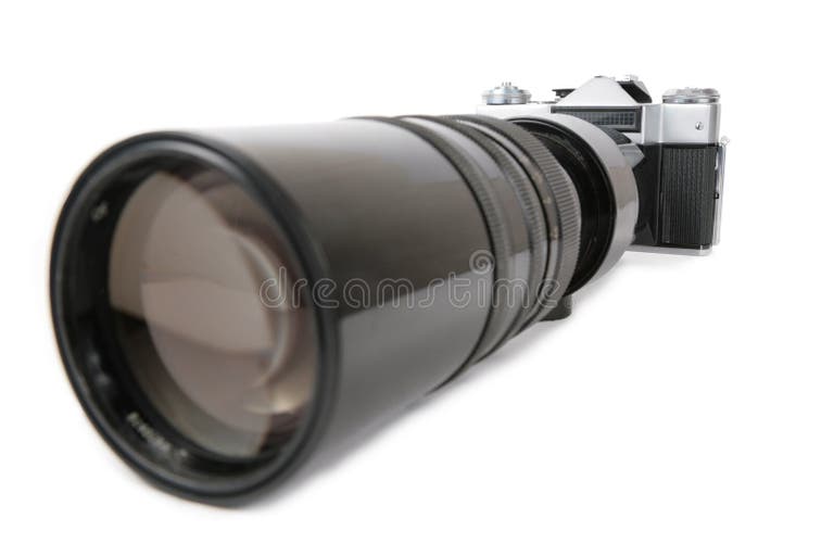 Camera with large lens 2 stock image. Image of instrument - 4385779