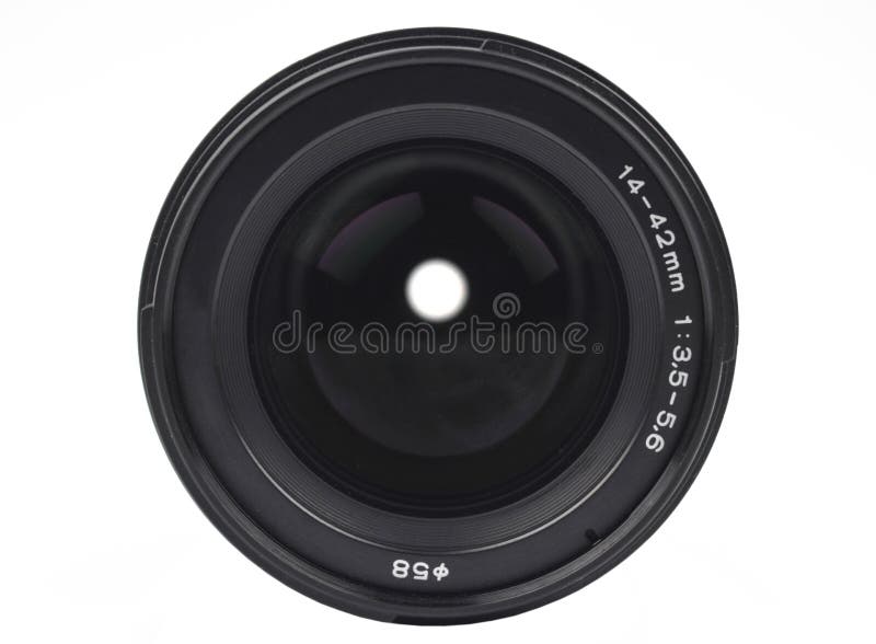 Camera Lens of Black Color Placed on an Isolated Empty White Background ...