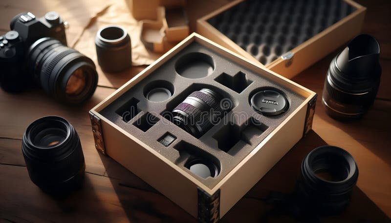 Camera Lens Box, Ai-generated Image Stock Illustration - Illustration ...
