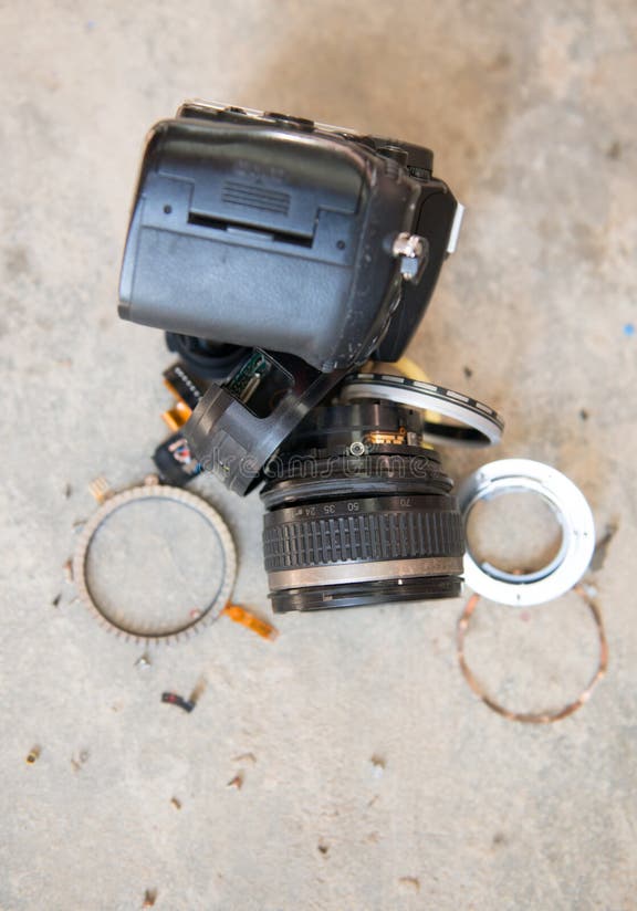 Camera lens broken stock image. Image of plastic, metal - 51334373