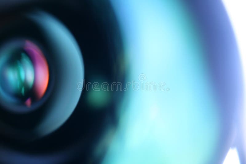 Camera Lens Closeup. Abstract Blue Background Stock Photo - Image of ...