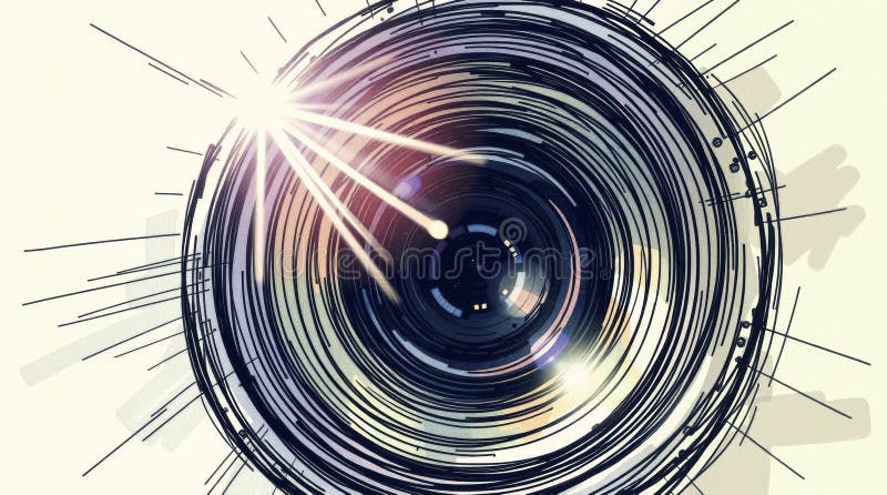 A Camera Lens Depicted in Drawing Form. Stock Illustration ...