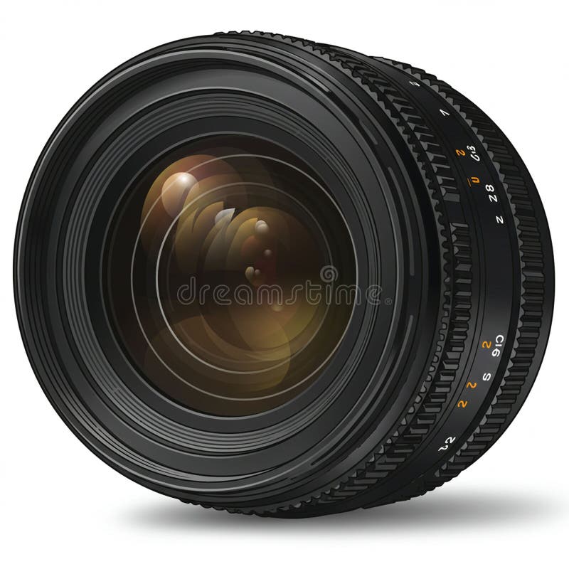 A Camera Lens with a Detailed, Realistic Depiction. the Glossy Black ...