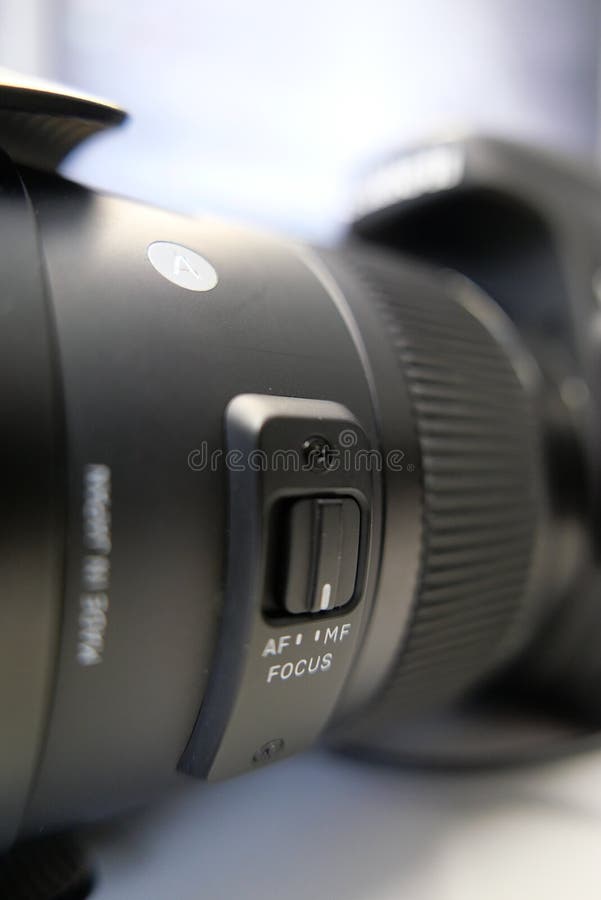 Camera Lens Details. Close Up of a Wide Angle Lens. Auto Focus, Manual ...