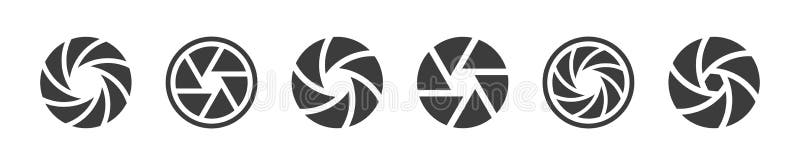 Camera Lens Diaphragm. Aperture Icon Set. Camera Shutter Icons. Vector ...