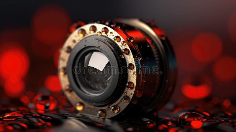 Camera Lens with Drops of Water on it Stock Illustration - Illustration ...