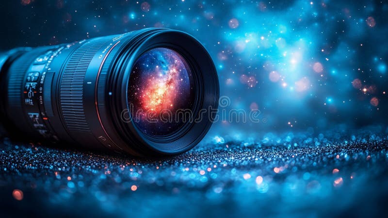 Camera Lens Focused on Starry Night Sky Stock Image - Image of light ...