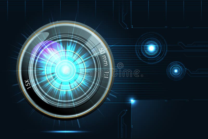 Camera Lens on Futuristic Background Stock Illustration - Illustration ...