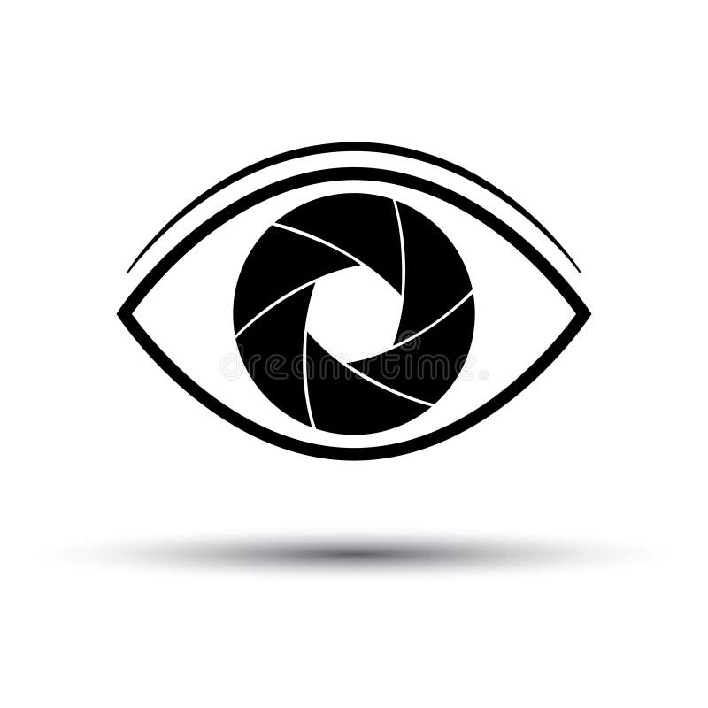 Camera Lens Icon Flat. Eye Camera on White Background. Silhouette Stock ...