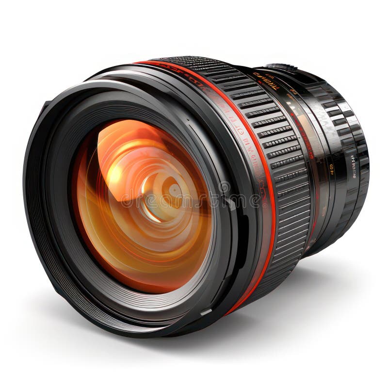 Camera Lens Isolated on White Created with Generative AI. Focus on an ...
