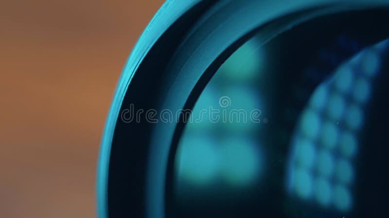 Camera Lens with Lens Reflections on Blur. Media and Technology Concept ...