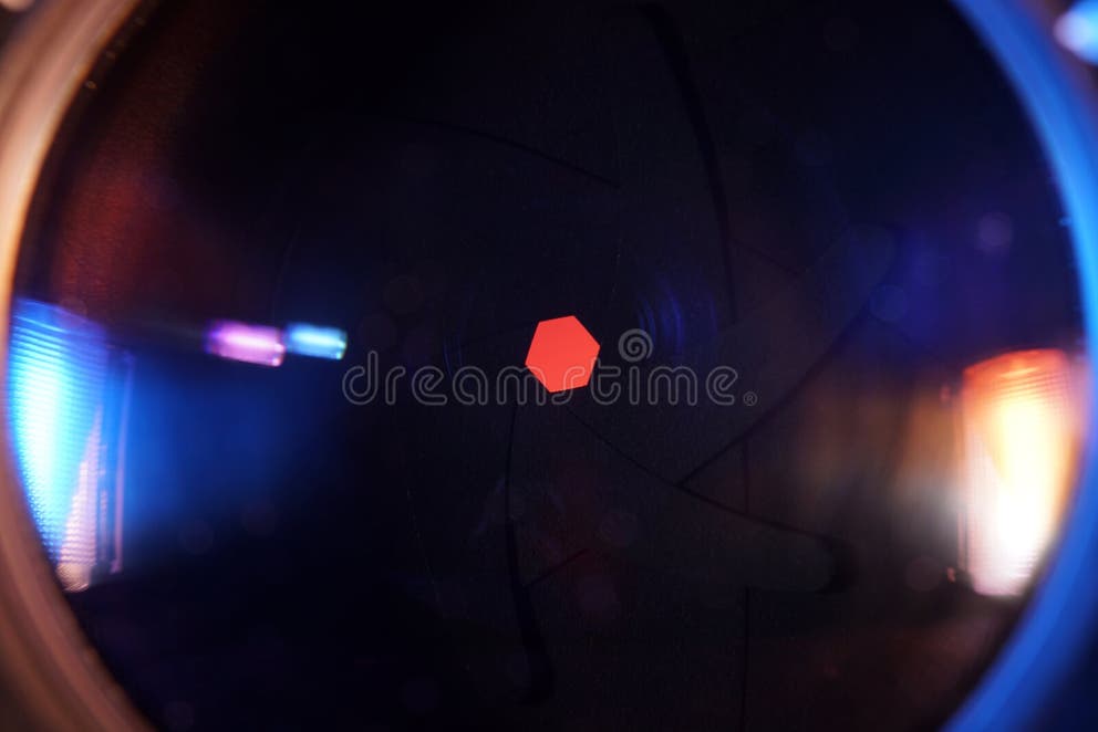 Camera Lens with Light and Lens Flare, Close-up Stock Photo - Image of ...