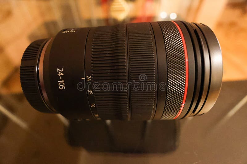 Camera Lens 24-105mm with RF Mount. a Close-up View Stock Image - Image ...
