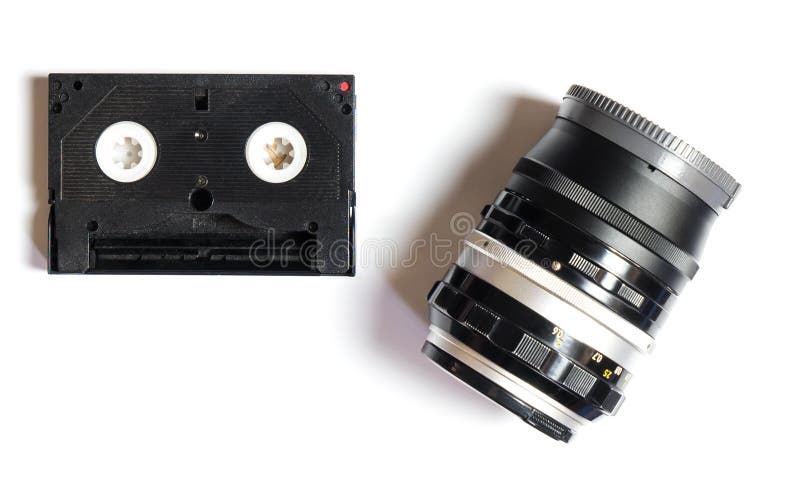 Camera Lens and Movie Video Tape Stock Photo - Image of film, vintage ...