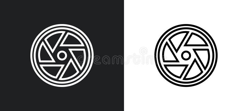 Camera Lens Outline Icon in White and Black Colors. Camera Lens Flat ...