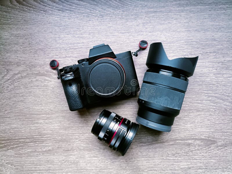Camera and lens stock photo. Image of object, contemporary - 293448166