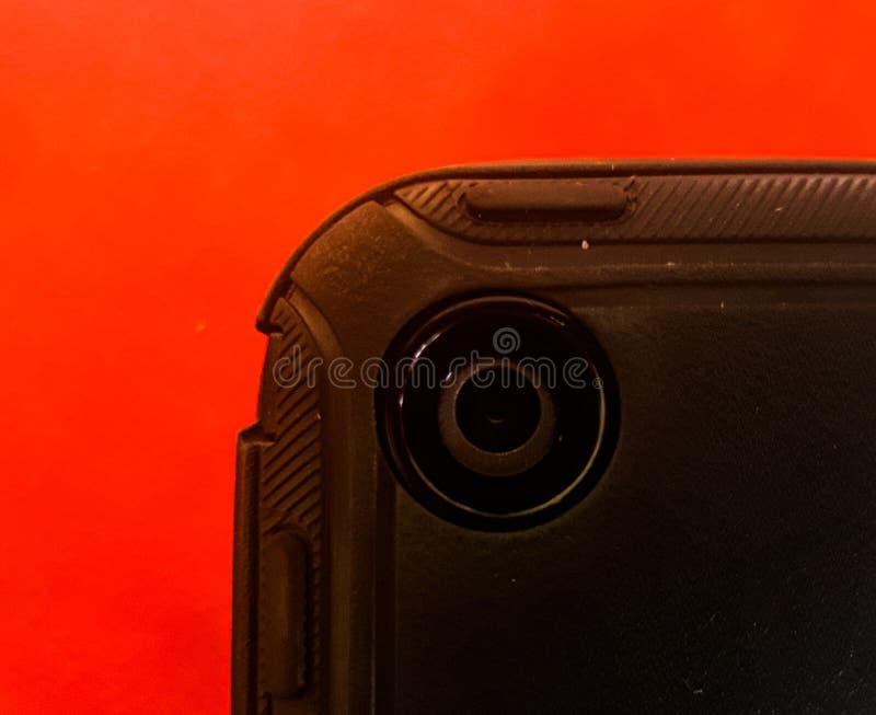 Camera Lens with Red Backdrop Stock Image - Image of camera, back ...