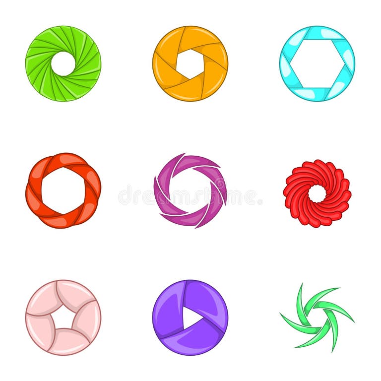 Camera Lens Shutter Icons Set, Cartoon Style Stock Vector ...