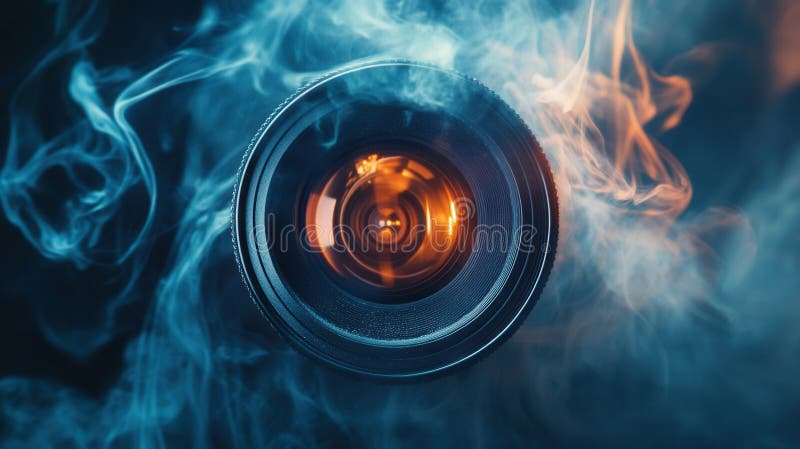 Camera Lens Surrounded by Smoke Creating Dramatic and Mysterious ...