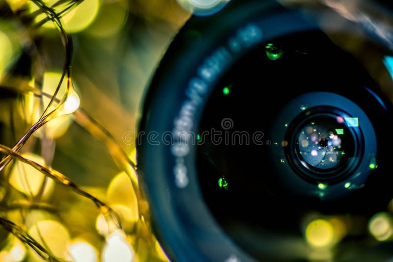 Camera Lense with Led Light. Stock Image - Image of closeup ...