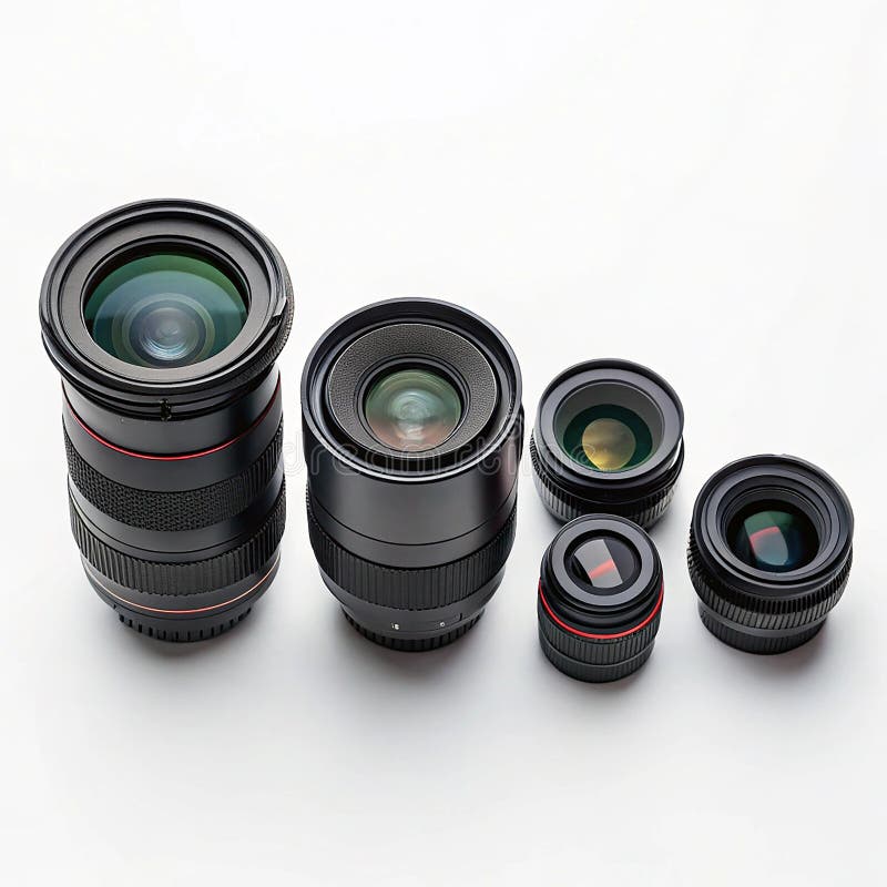 Camera Lenses Set with Varied Focal Lengths Stock Illustration ...