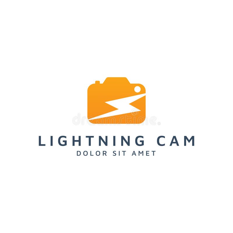 Camera and Lightning Negative Space Logo Design Stock Vector ...