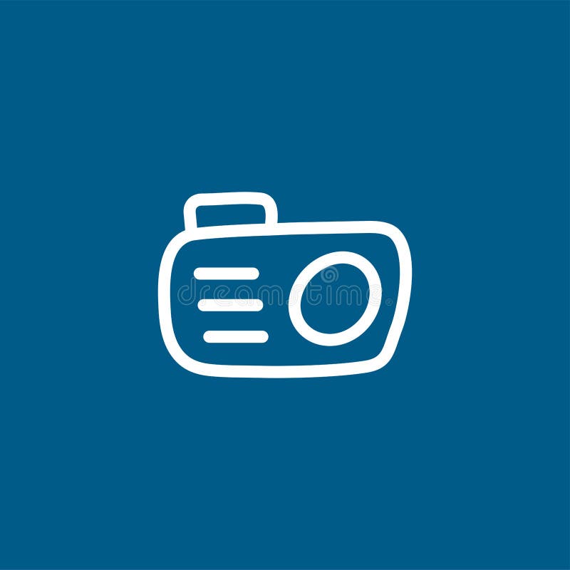 Camera Line Icon on Blue Background. Blue Flat Style Vector ...