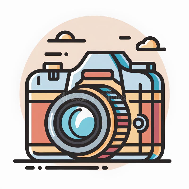 Camera Line Icon, Vector Illustration. Flat Design Style, Modern ...