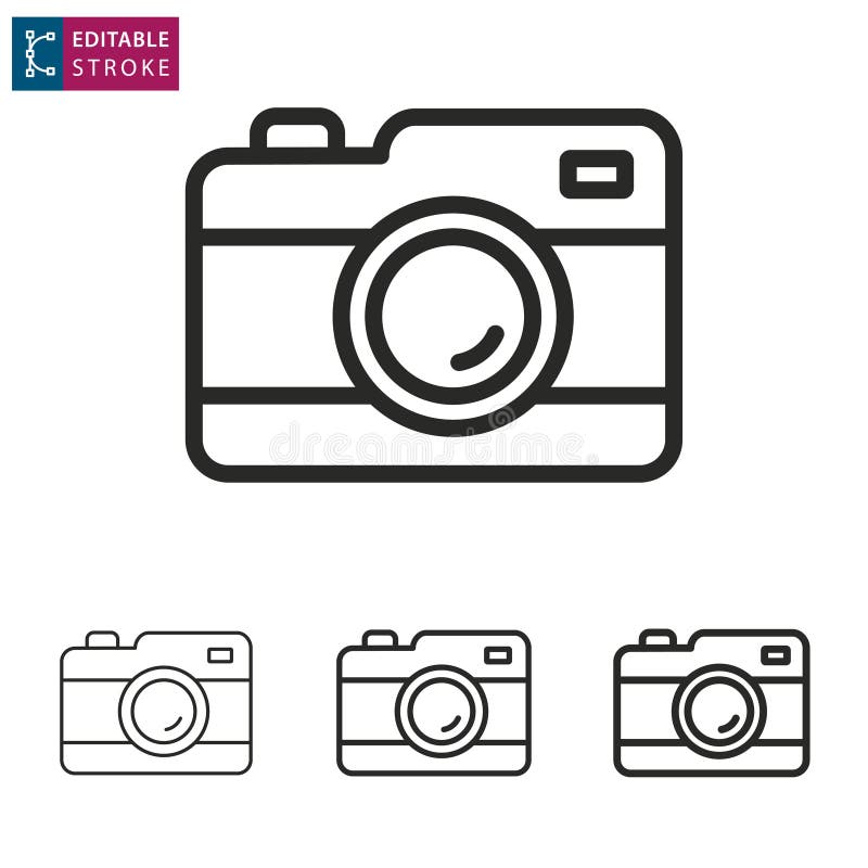 Camera Line Icon on White Background. Editable Stroke. Stock Vector ...