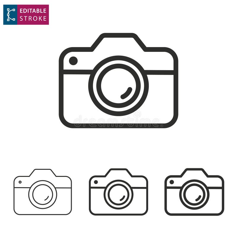 Camera Line Icon on White Background. Editable Stroke. Stock Vector ...