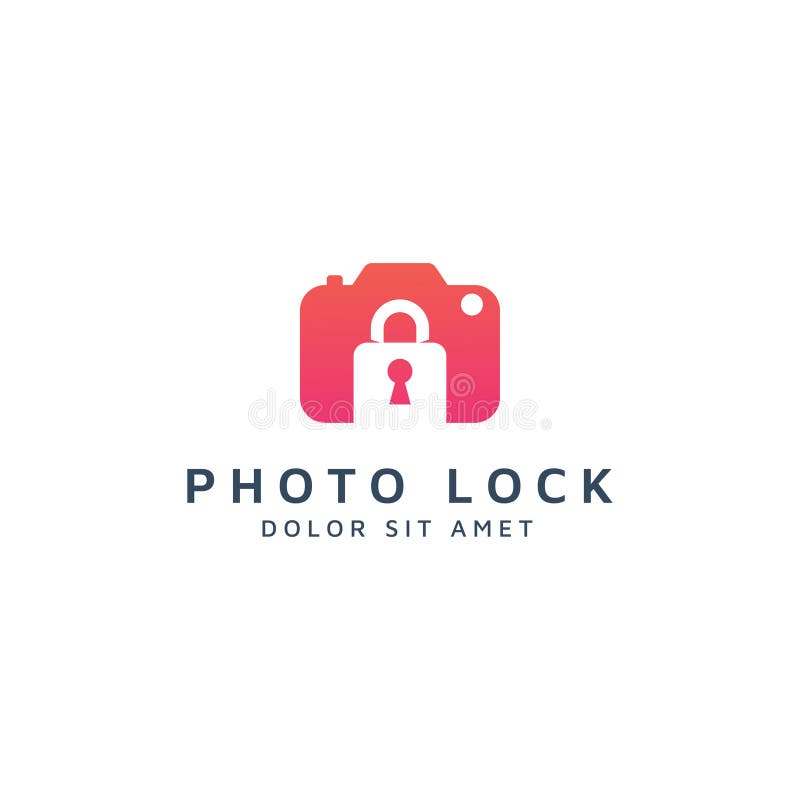 Camera and Lock Negative Space Logo Design Stock Vector - Illustration ...