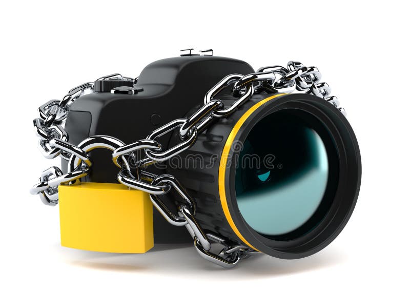 Camera Locked by Chain and Padlock Stock Illustration - Illustration of ...