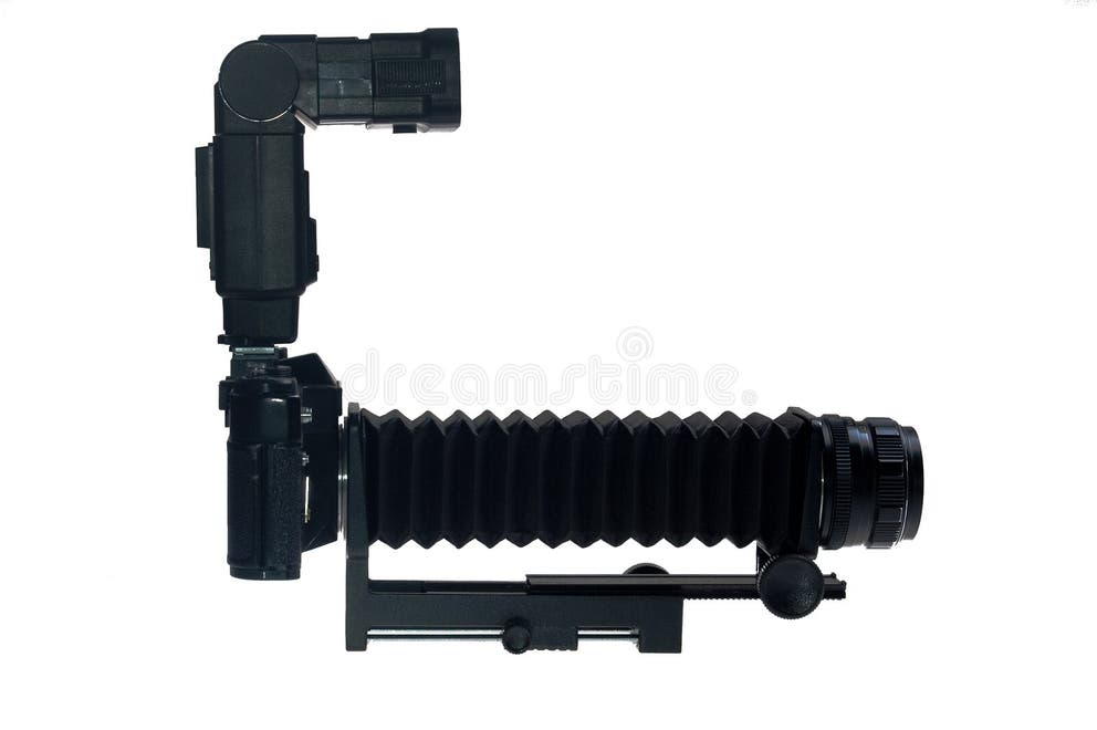 Camera with Macro Attachment Stock Photo - Image of object ...