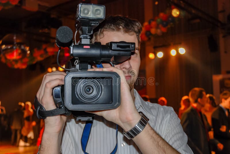 Camera Man Front Lens Ball Dancing College Night Club Young Stock Image ...