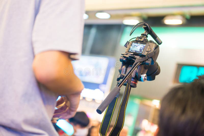 Camera Man is Recording Video in Town Stock Photo - Image of show ...