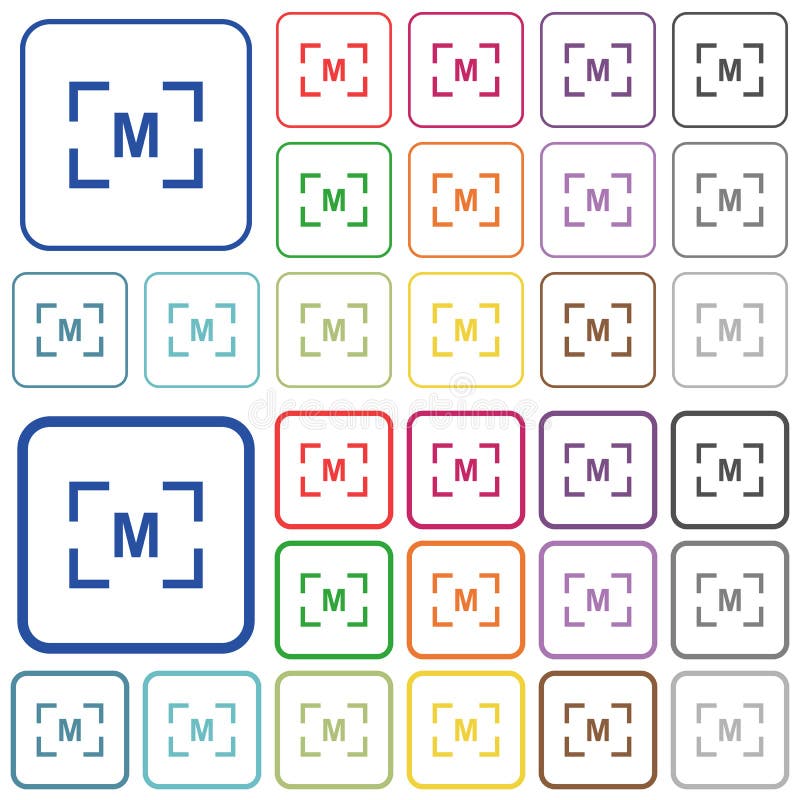 Camera Manual Settings Mode Flat Framed Icons Stock Vector ...
