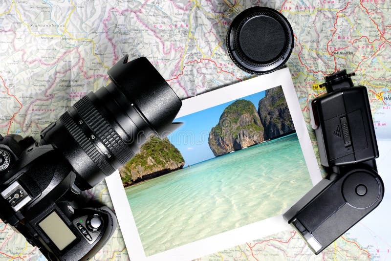 Camera and Map stock photo. Image of thailand, camera - 21765460